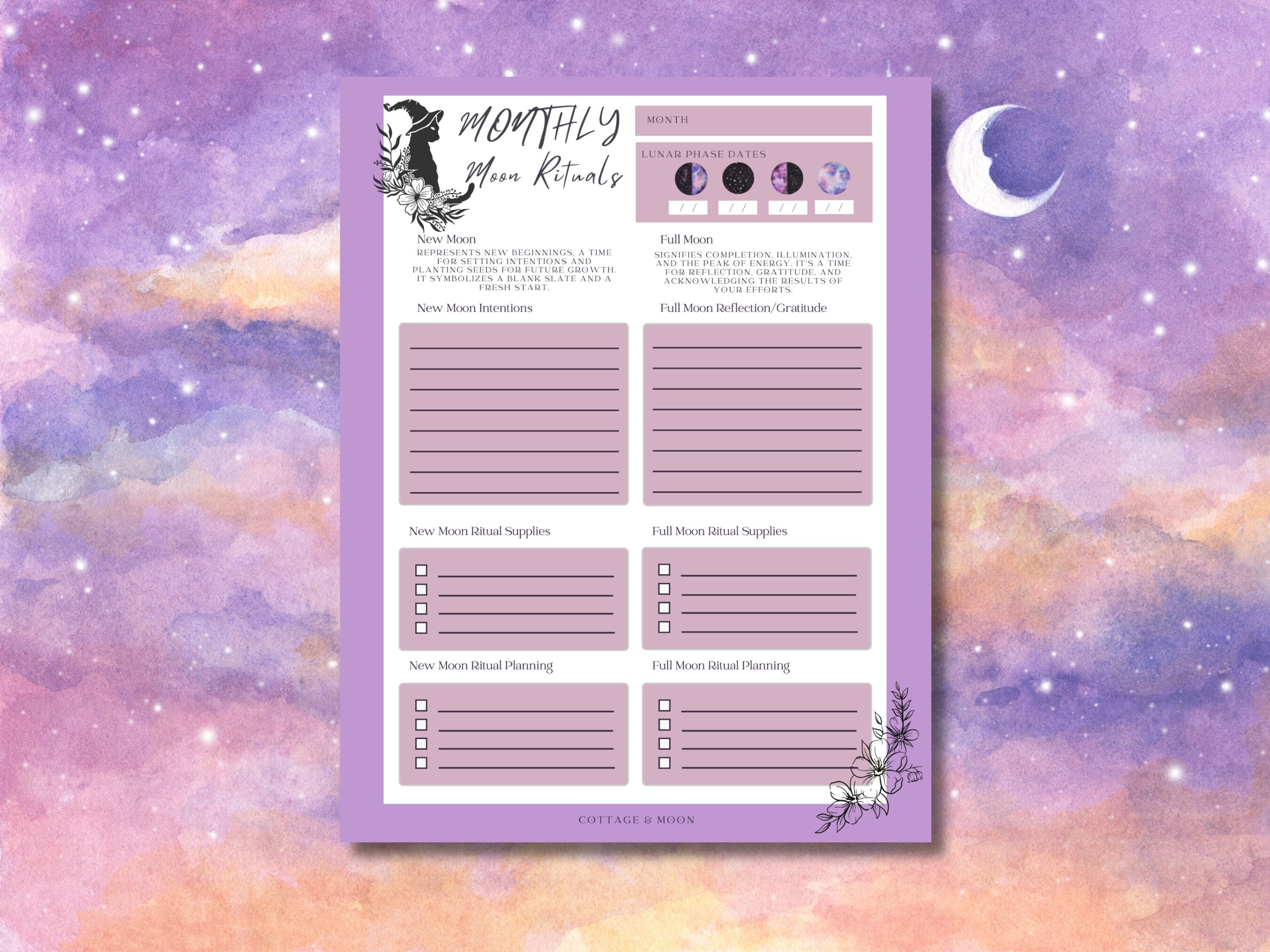 Purple Cat-daily, Weekly, Monthly Calendar-practical and Mystical - Etsy
