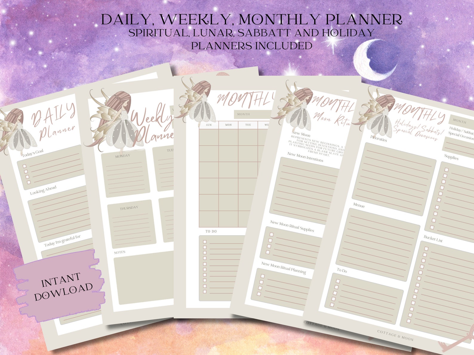 Tan Fairy-daily, Weekly, Monthly Calendar-practical and Mystical - Etsy