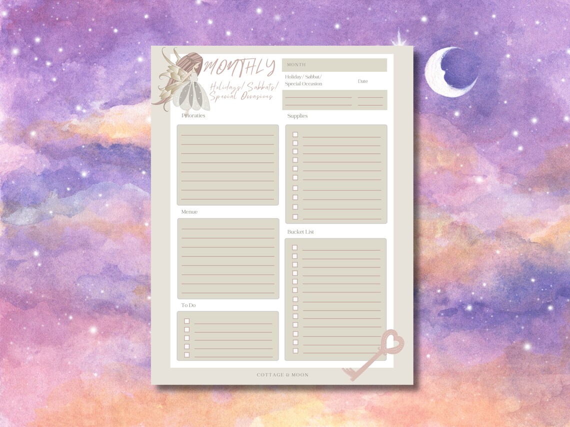 Tan Fairy-daily, Weekly, Monthly Calendar-practical and Mystical - Etsy