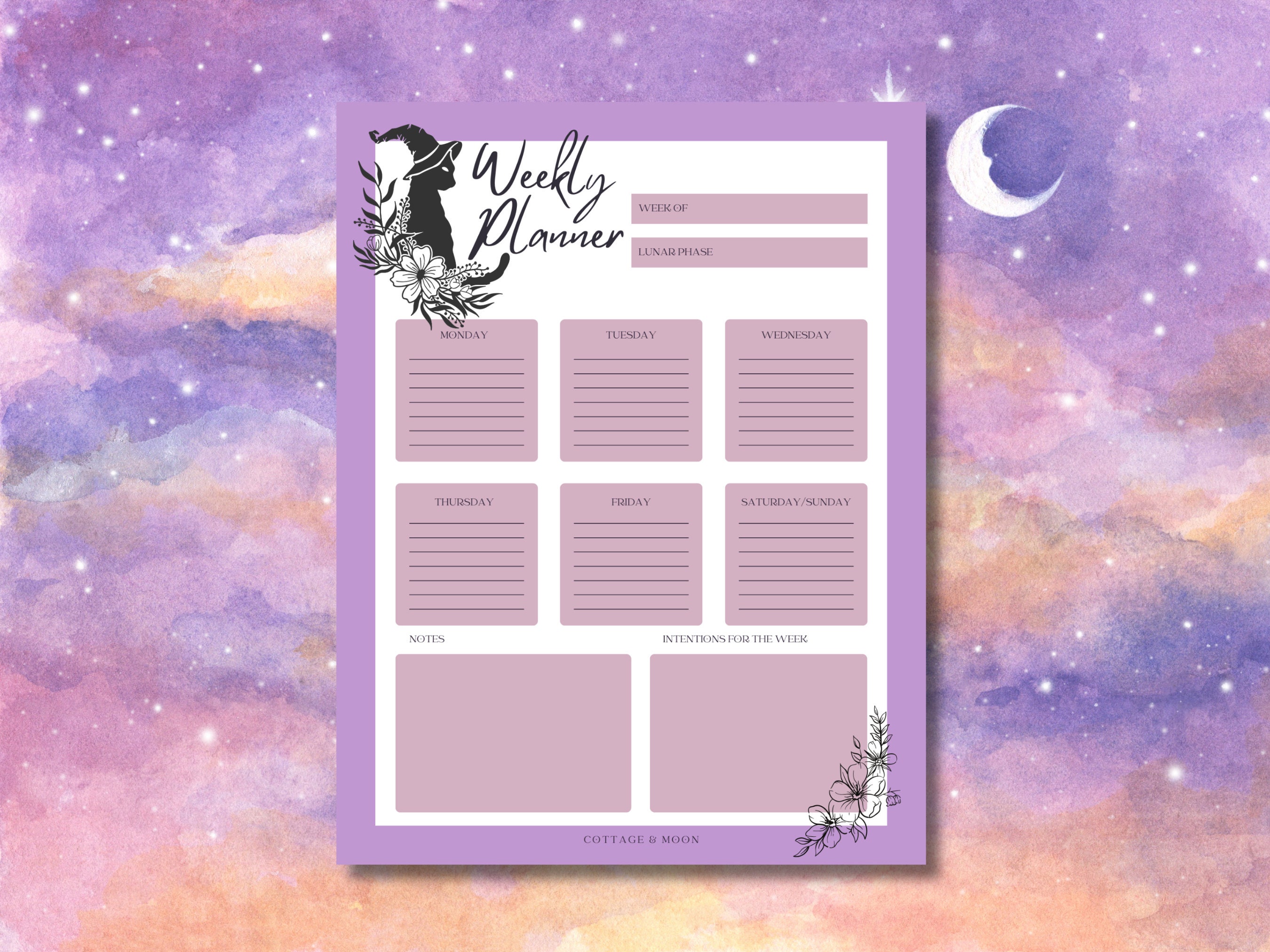 Purple Cat-daily, Weekly, Monthly Calendar-practical and Mystical - Etsy