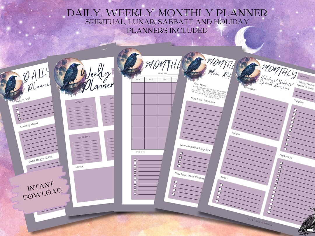 Purple Crow-daily, Weekly, Monthly Calendar-practical and Mystical - Etsy
