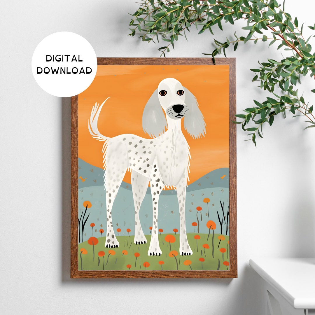 White Setter Dog Art PRINTABLE Dog Poster Printable Wall Art Decor Kids ...