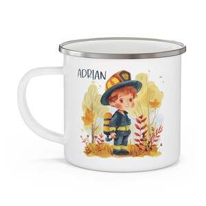 Firefighter Personalized Mug Enamel Cup Camping Mug Kids Name ...