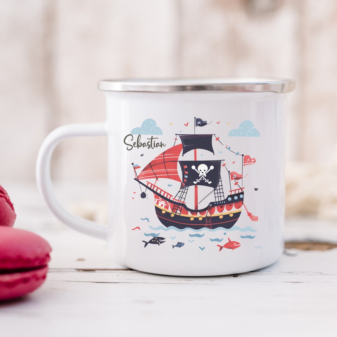 Pirate Mug Kids Personalized Mug Enamel Cup Camping Mug Kids Name ...