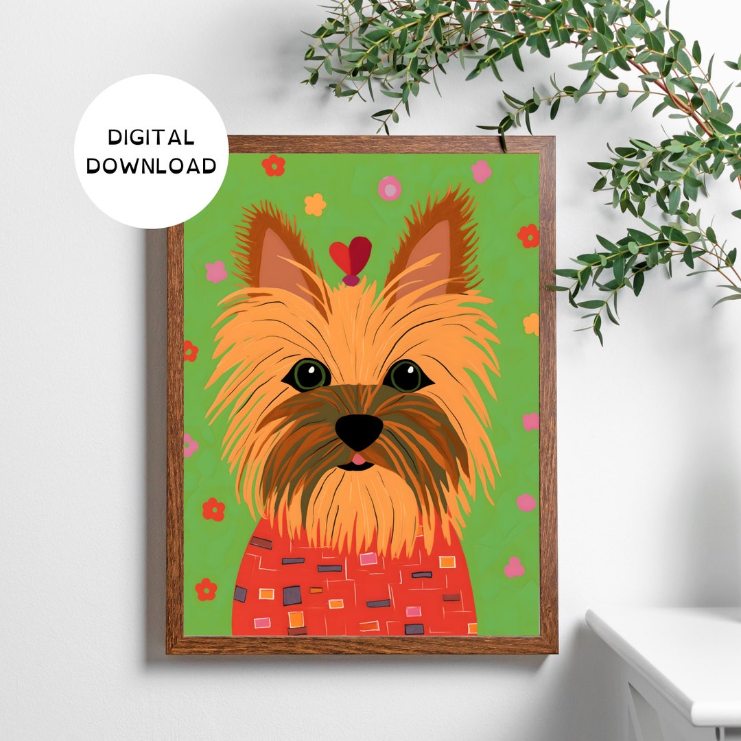 Yorkie Painting Printable Dog Wall Art Nursery Decor Kids Room Wall ...