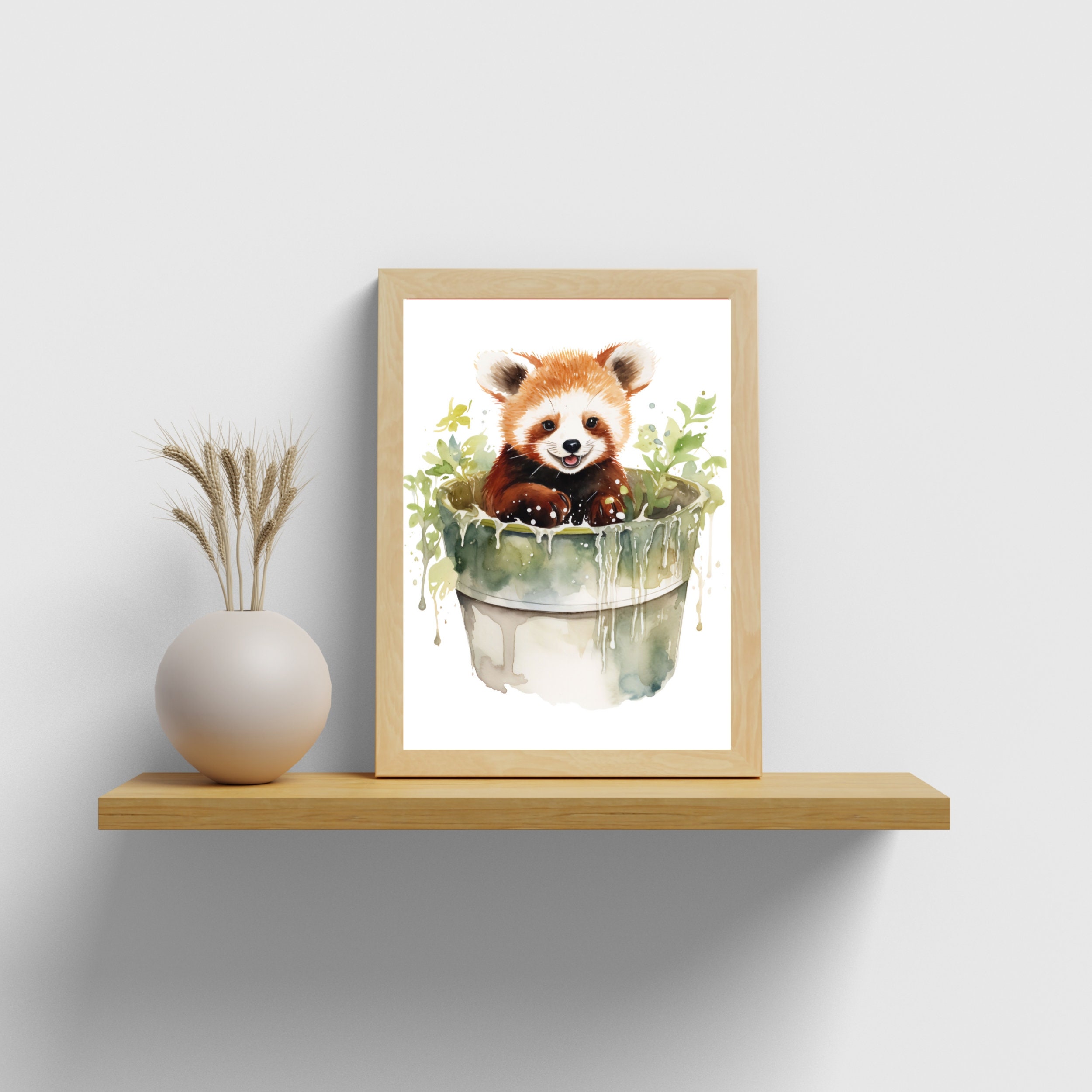 Red Panda Art Print Red Panda Poster Animal Art Colorful Nursery Home ...