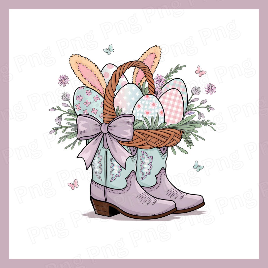 Western Easter Boots Png Cowgirl Boot Png Bunny Ears Easter Basket Png ...