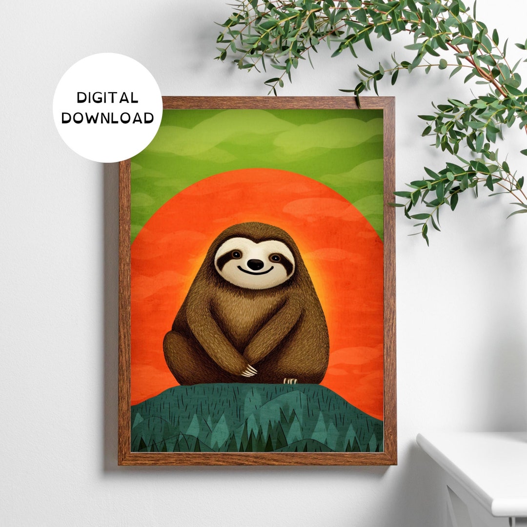 Sloth Wall Art Printable Nursery Wall Art Sloth Poster Kids Room Decor ...