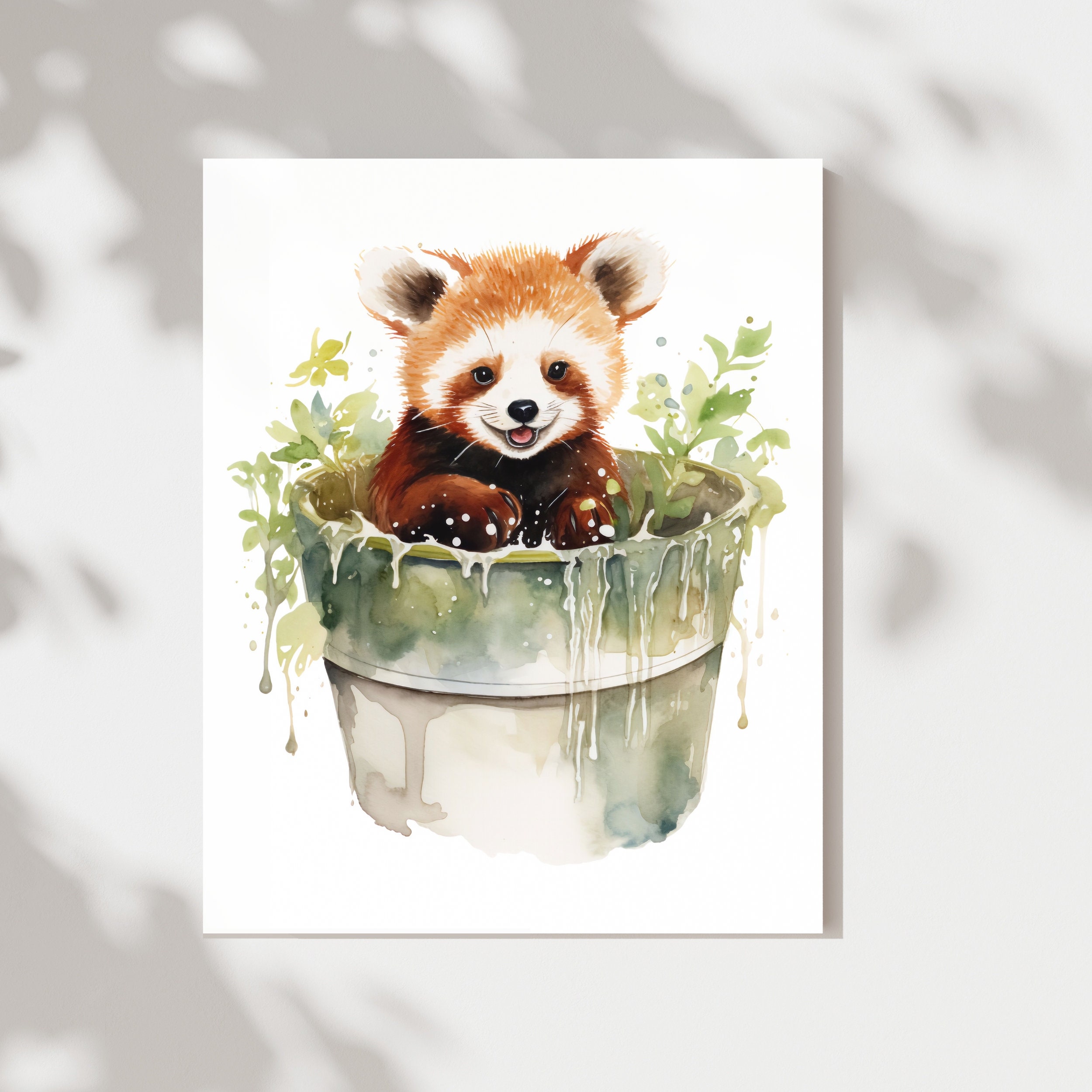Red Panda Art Print Red Panda Poster Animal Art Colorful Nursery Home ...
