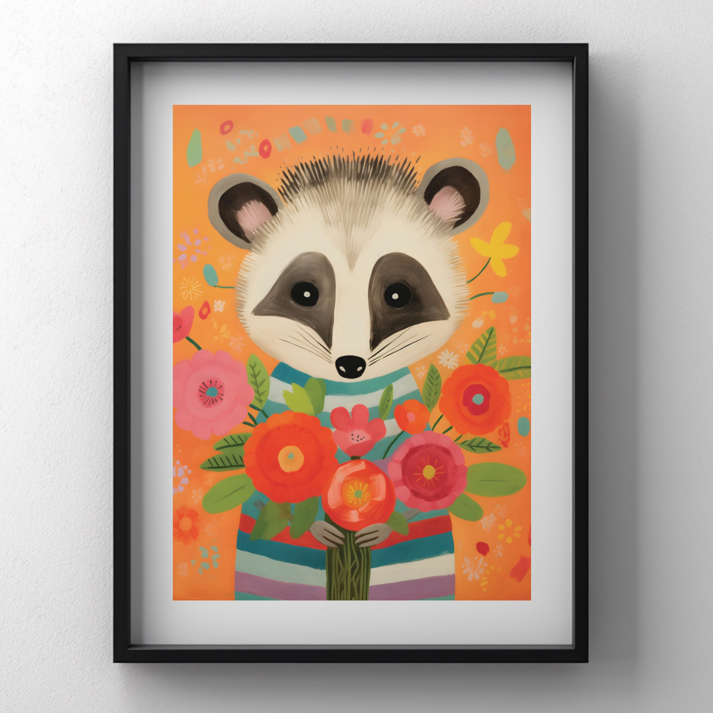 Opossum Art Print Opossum Poster Print Animal Art Colorful Nursery Home ...