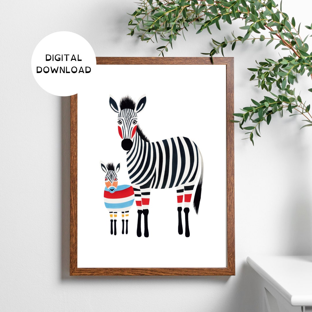 Cebra pared arte imprimible vivero pared arte Safari animal vivero ...