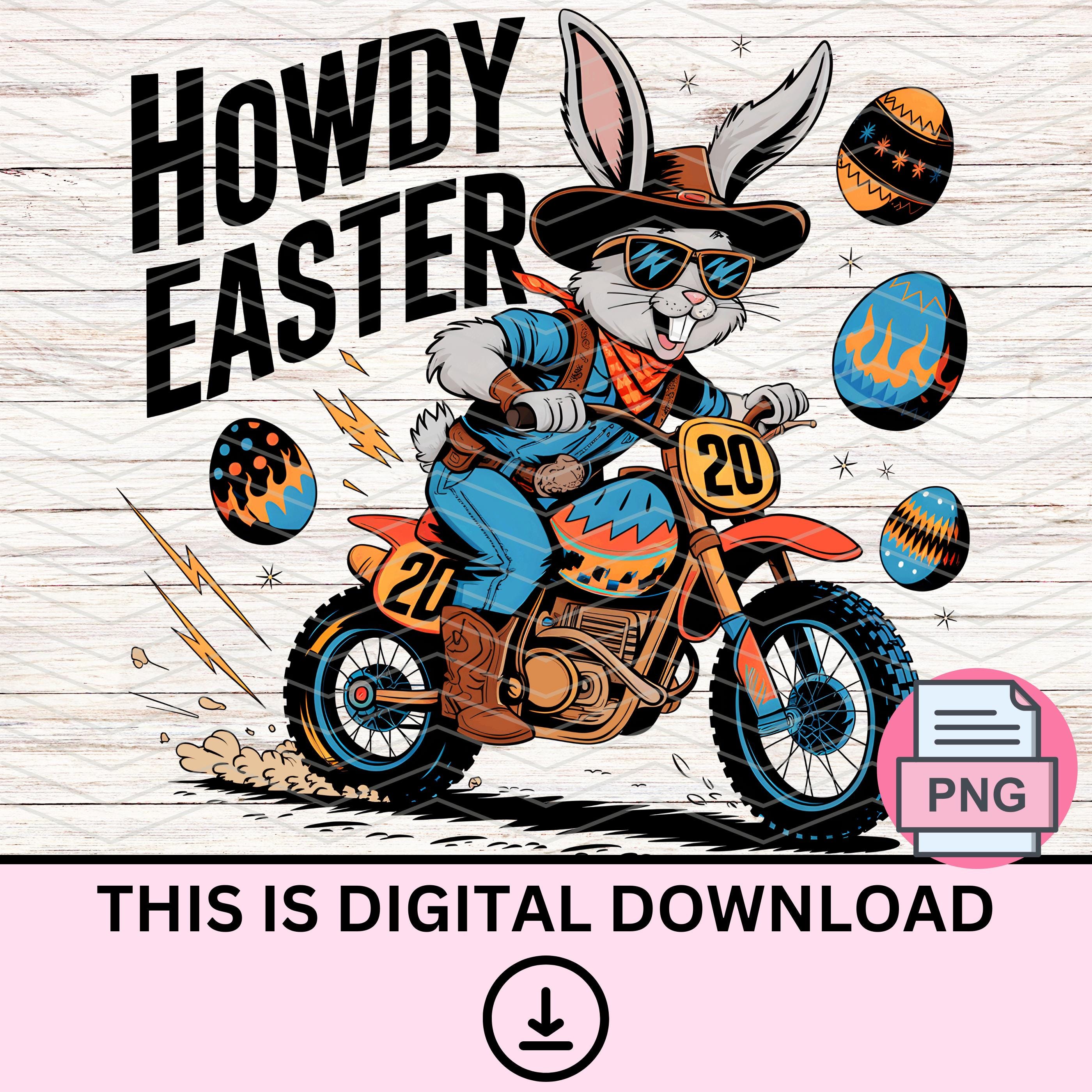 Howdy Easter Biker Bunny Png Dirt Bike Png for Kids Easter Png Unique ...