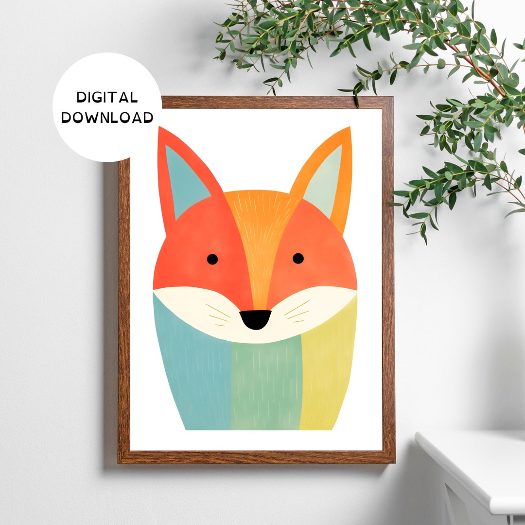 Fox Art Printable Animal Art Fox Nursery Decor Fox Kids Room Decor Fox ...