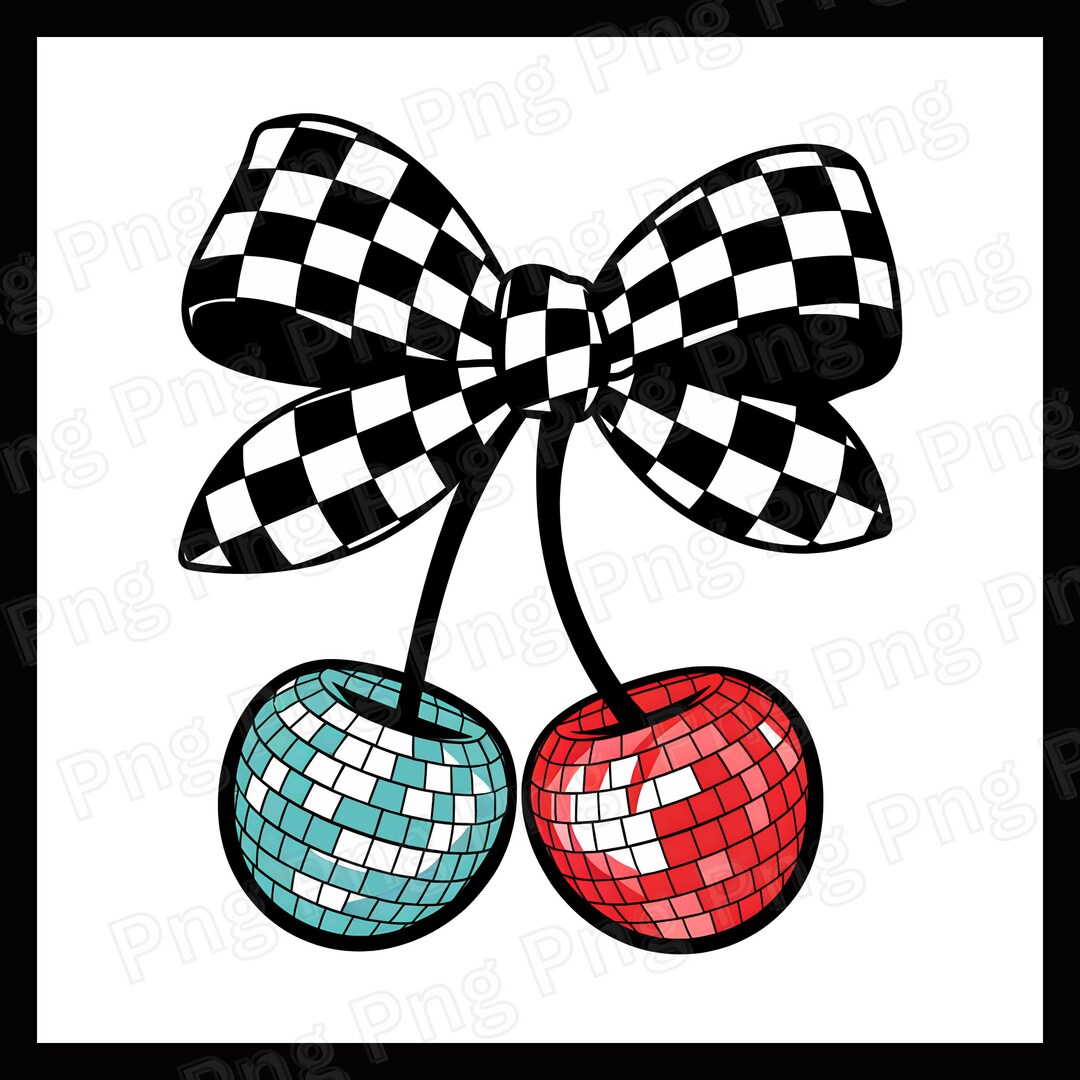 Checkered Bow Png Cherries Png Disco Ball Cherry Png Sweet Fruit Png ...