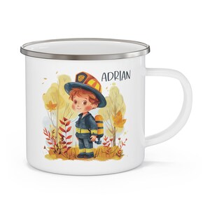 Firefighter Personalized Mug Enamel Cup Camping Mug Kids Name ...