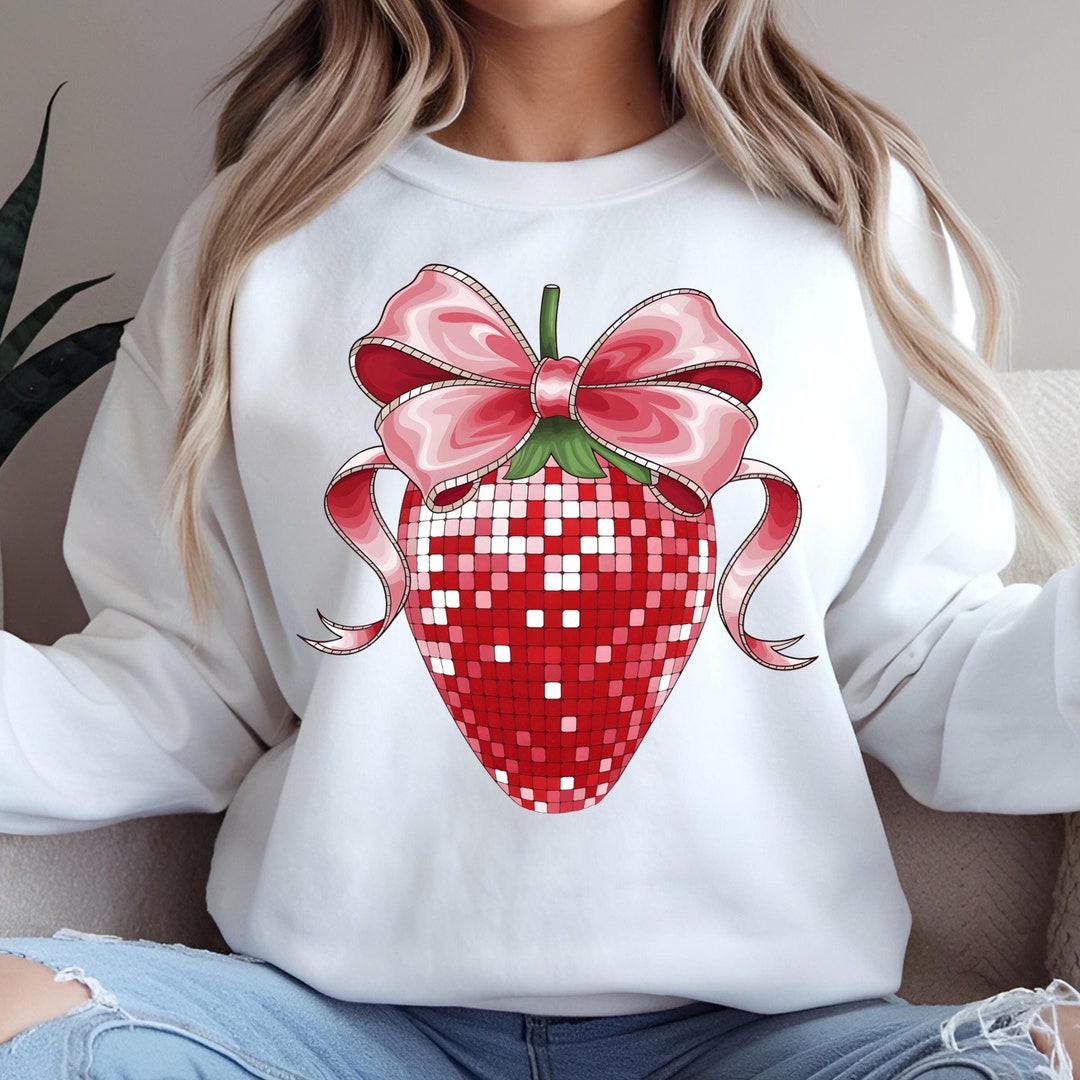 Disco Strawberry Png Fruit Disco Ball Bow Strawberry With Bow Png ...