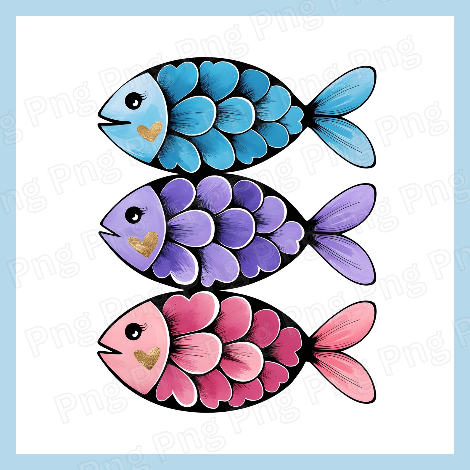 Whimsical Painted Fish Png Cute Fish Png Ocean Animal Png Sea Life ...