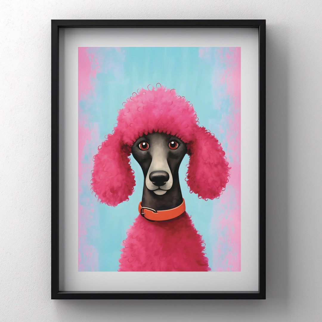 Pink Poodle Dog Print Poodle Poster Dog Art Print Animal Nursery Decor ...