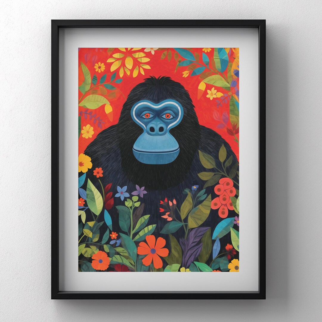 Gorilla Print Gorilla Poster Art Print Animal Art Colorful Gorilla ...