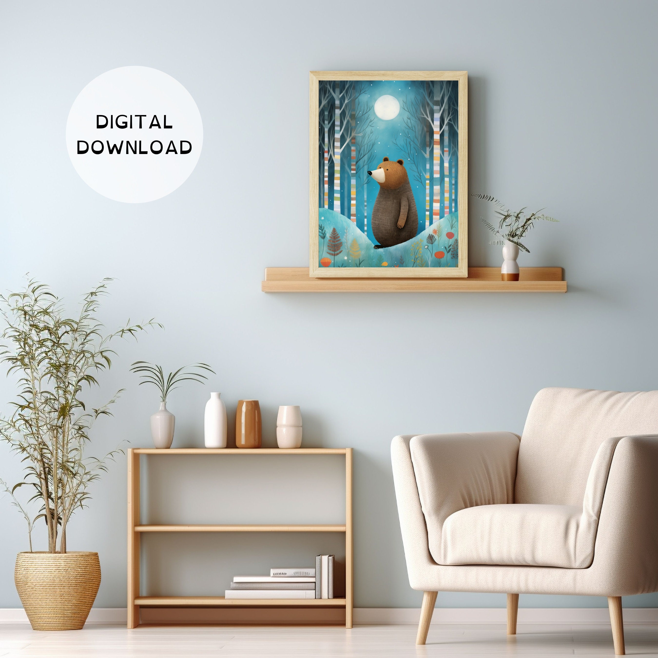 Bear Art Printable Bear Wall Art Brown Bear Nursery Decor Kids Room Art ...