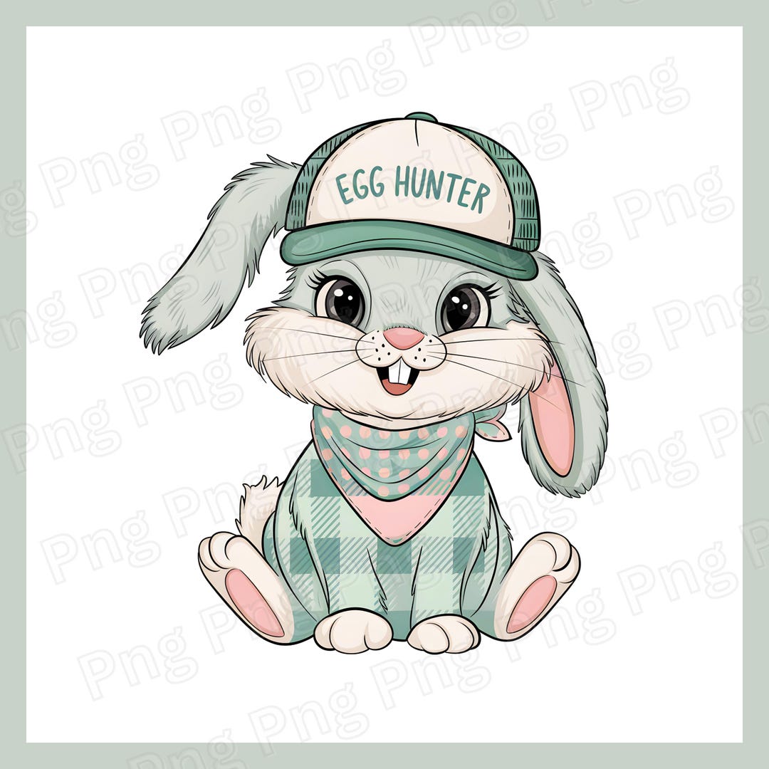 Boy Bunny Png Egg Hunter Bunny Png Happy Easter Green Bunny Rabbit Png ...