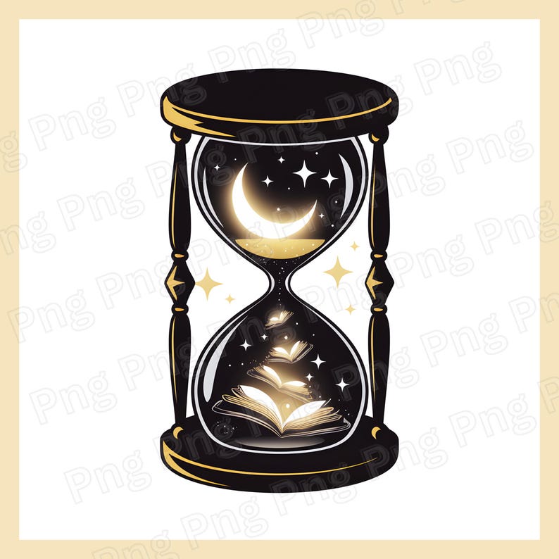 Celestial Hourglass Book Png Book Lover Png Reading Png Stars Moon Png ...