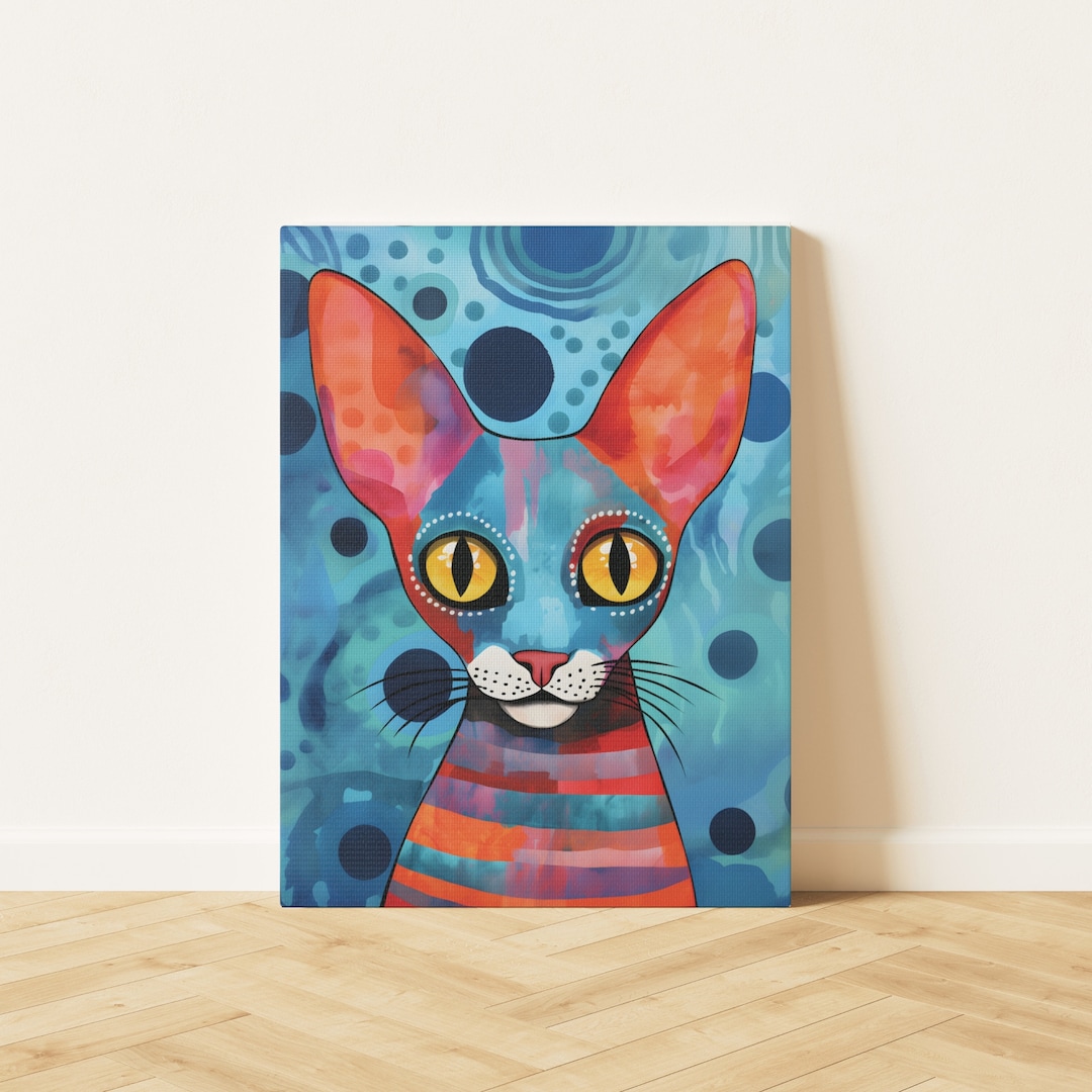 Hairless Cat Canvas Art Print Sphynx Cat Kids Room Decor Nursery Art ...
