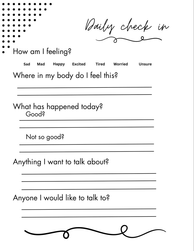 Daily Check in Printable Journal Page - Etsy