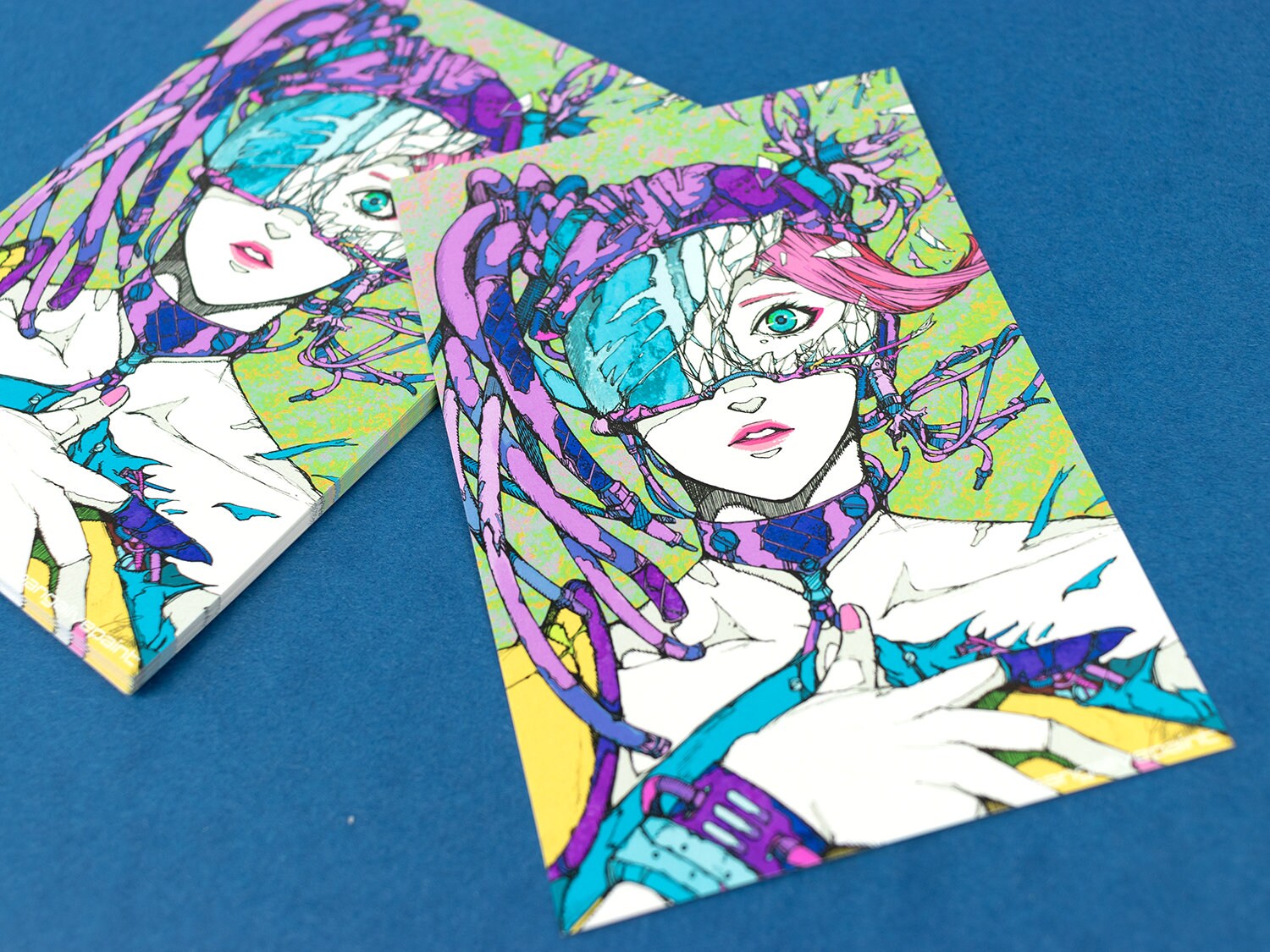Cyberpunk Broken Glass Lady Postcard - Etsy