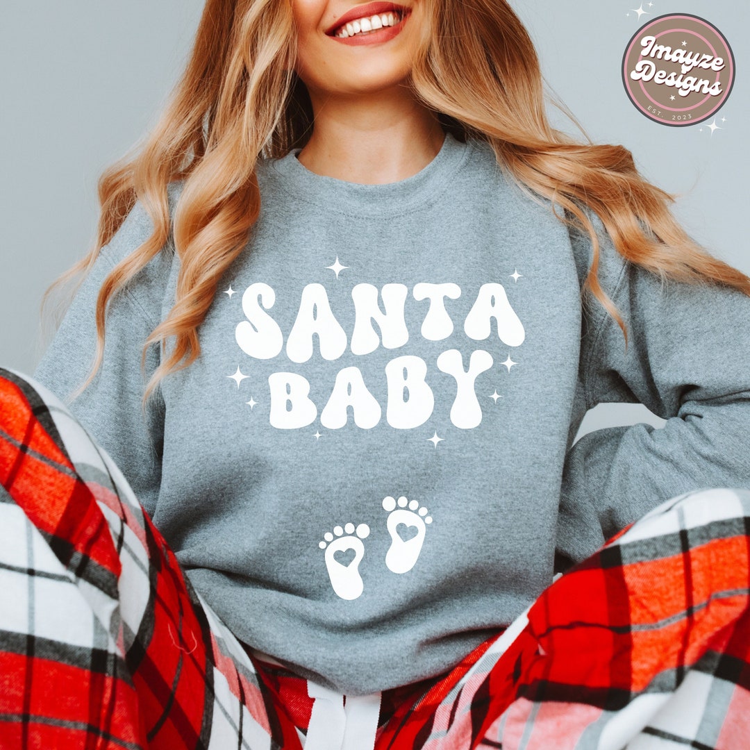 Christmas Baby Announcement Groovy Retro Christmas Sweatshirt Santa ...