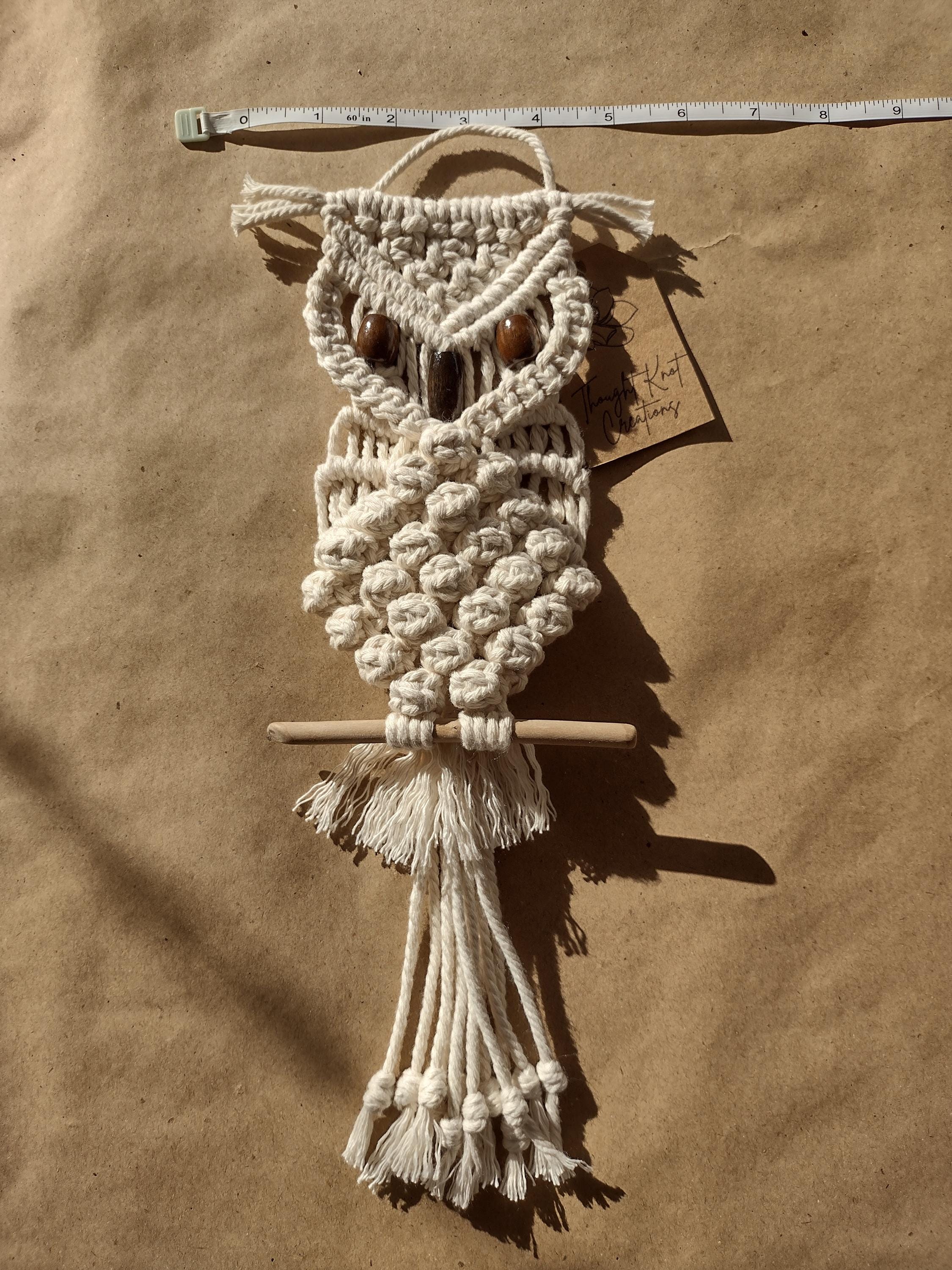 Vintage Inspired Friendly Macrame Owl Perched on Driftwood Stick - Etsy