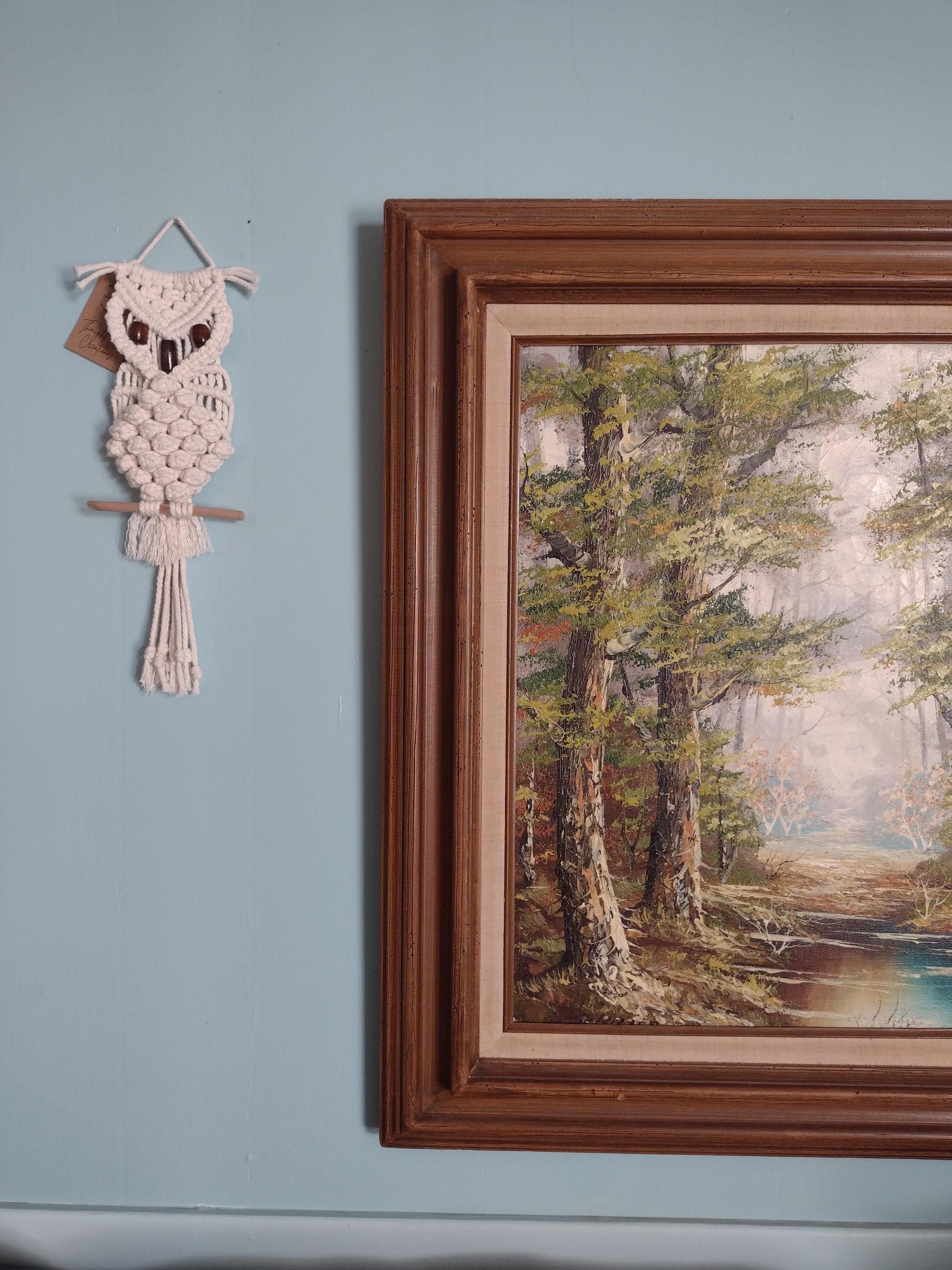 Vintage Inspired Friendly Macrame Owl Perched on Driftwood Stick - Etsy