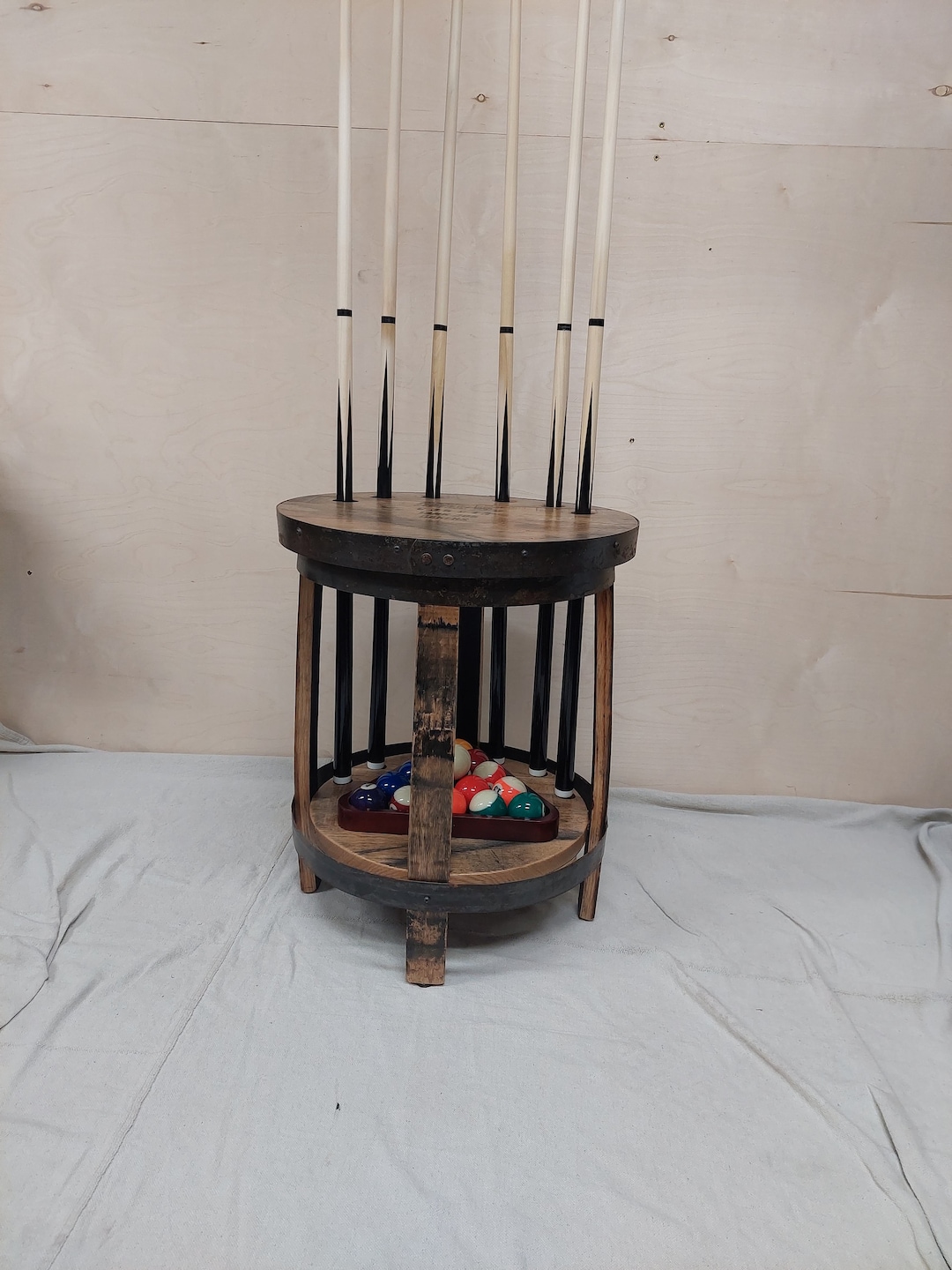 Bourbon Barrel Pool Billiards Cue Rack / Pool Cue Table - Etsy