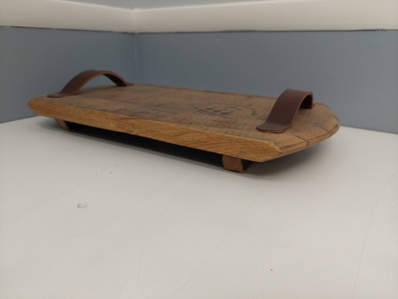 Bourbon Barrel Tray With Leather Handles - Engraved - Etsy