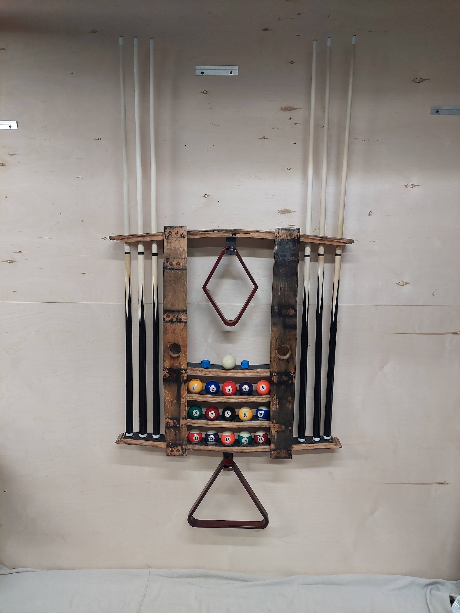 Bourbon Barrel Stave Pool Cue Rack / Billiard Shelf - Etsy