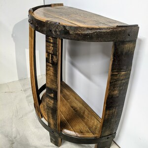 Half Round Bourbon Barrel Side Table - Distillery Stamp - Etsy