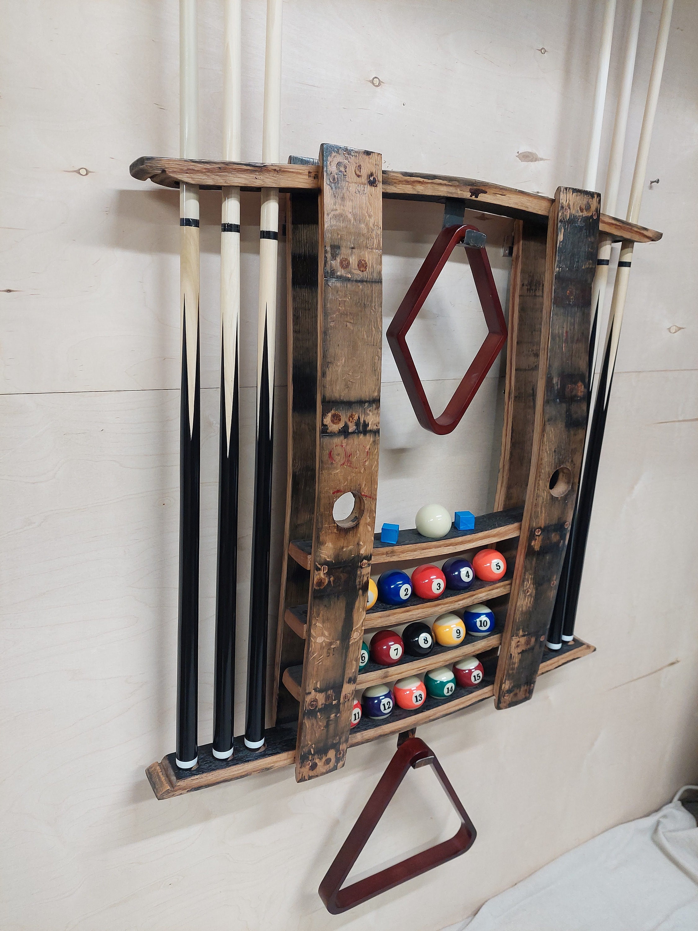 Bourbon Barrel Stave Pool Cue Rack / Billiard Shelf - Etsy
