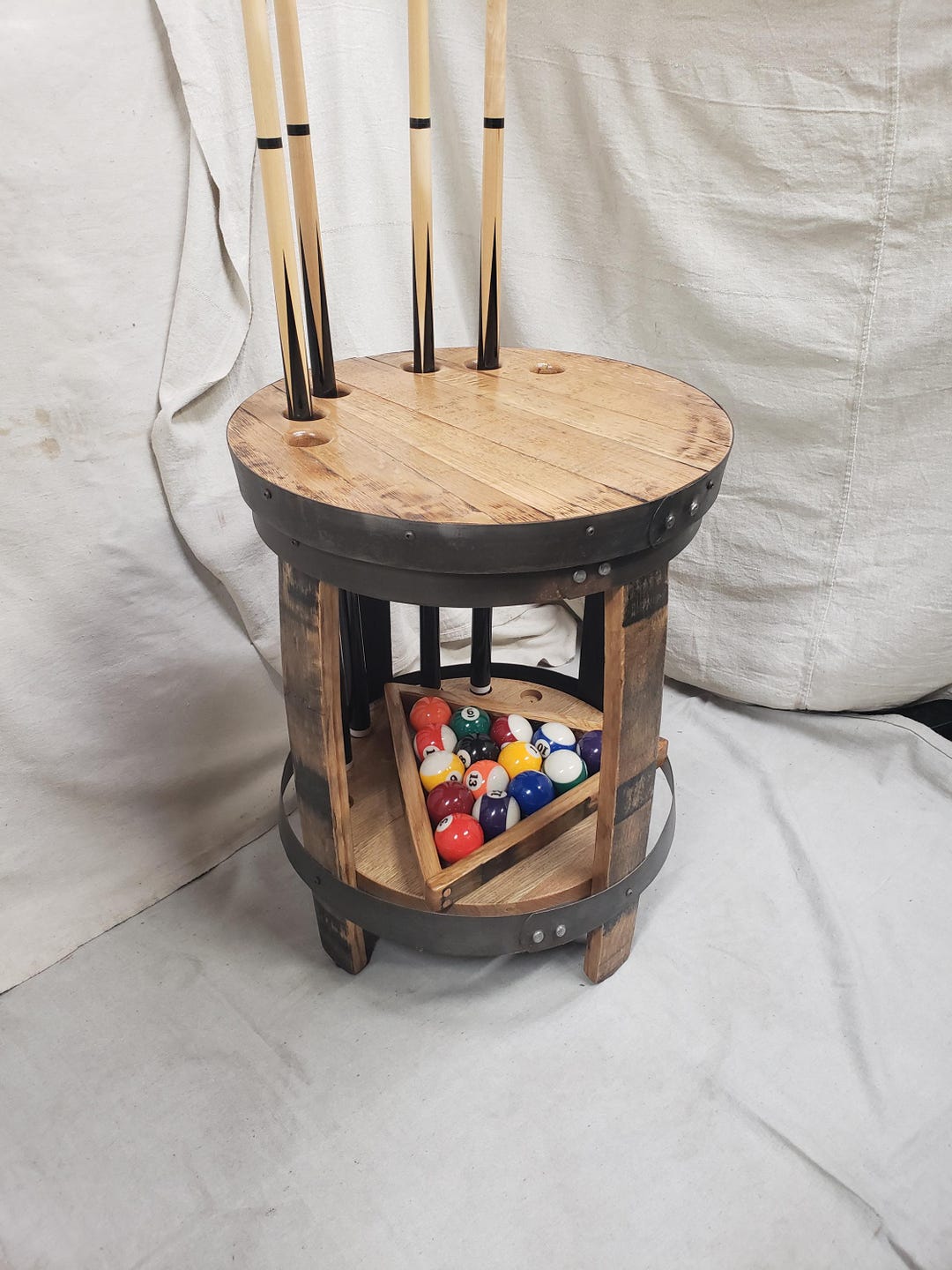 Bourbon Barrel Pool Cue Rack, Rustic Billiard Table - Etsy