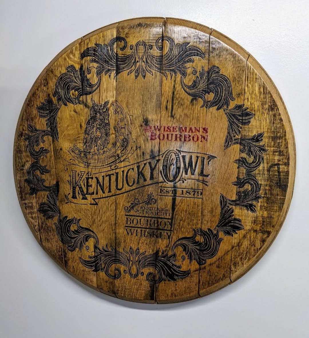 Bourbon Barrel Top - Engraved - Wall Art or Lazy Susan - Etsy