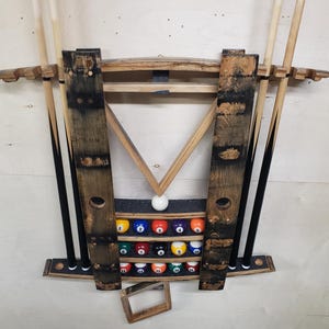 Bourbon Barrel Stave Pool Cue Rack / Billiard Shelf - Etsy