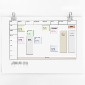 Printable Timetable Template for University Students, Instant ...