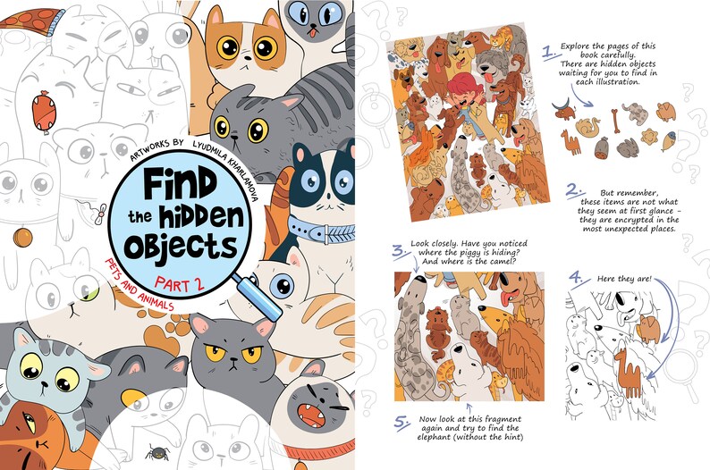 Puzzle Book find the Hidden Object Pets and - Etsy