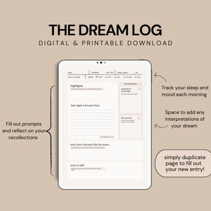 Digital Dream Journal, Sleep Tracker, Sleep Log, Goodnotes Template ...