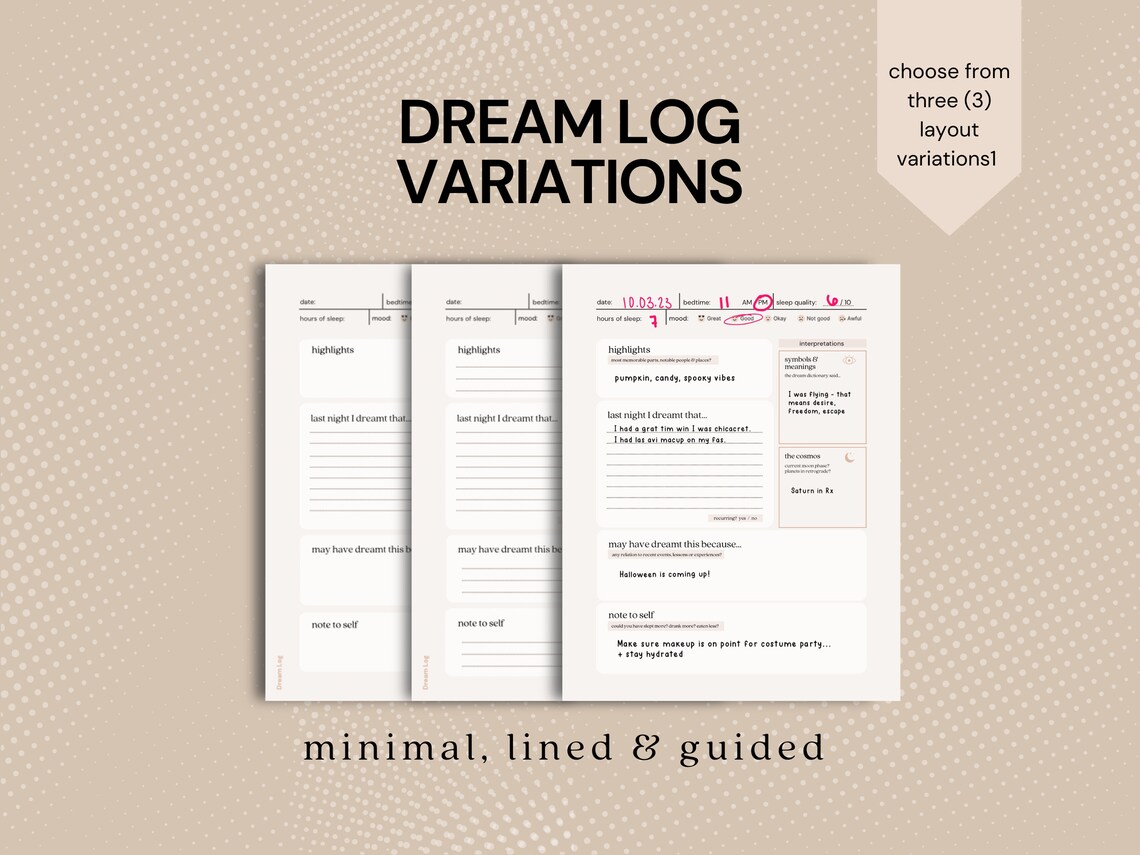 Digital Dream Journal, Sleep Tracker, Sleep Log, Goodnotes Template ...