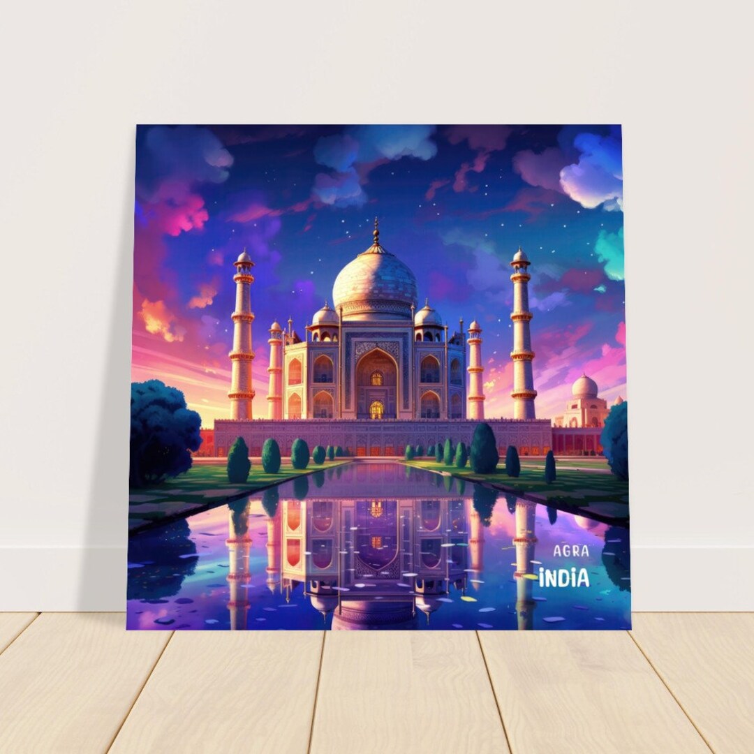 Taj Mahal Agra india Metal Print Travel Print Wall Art Animated Style ...