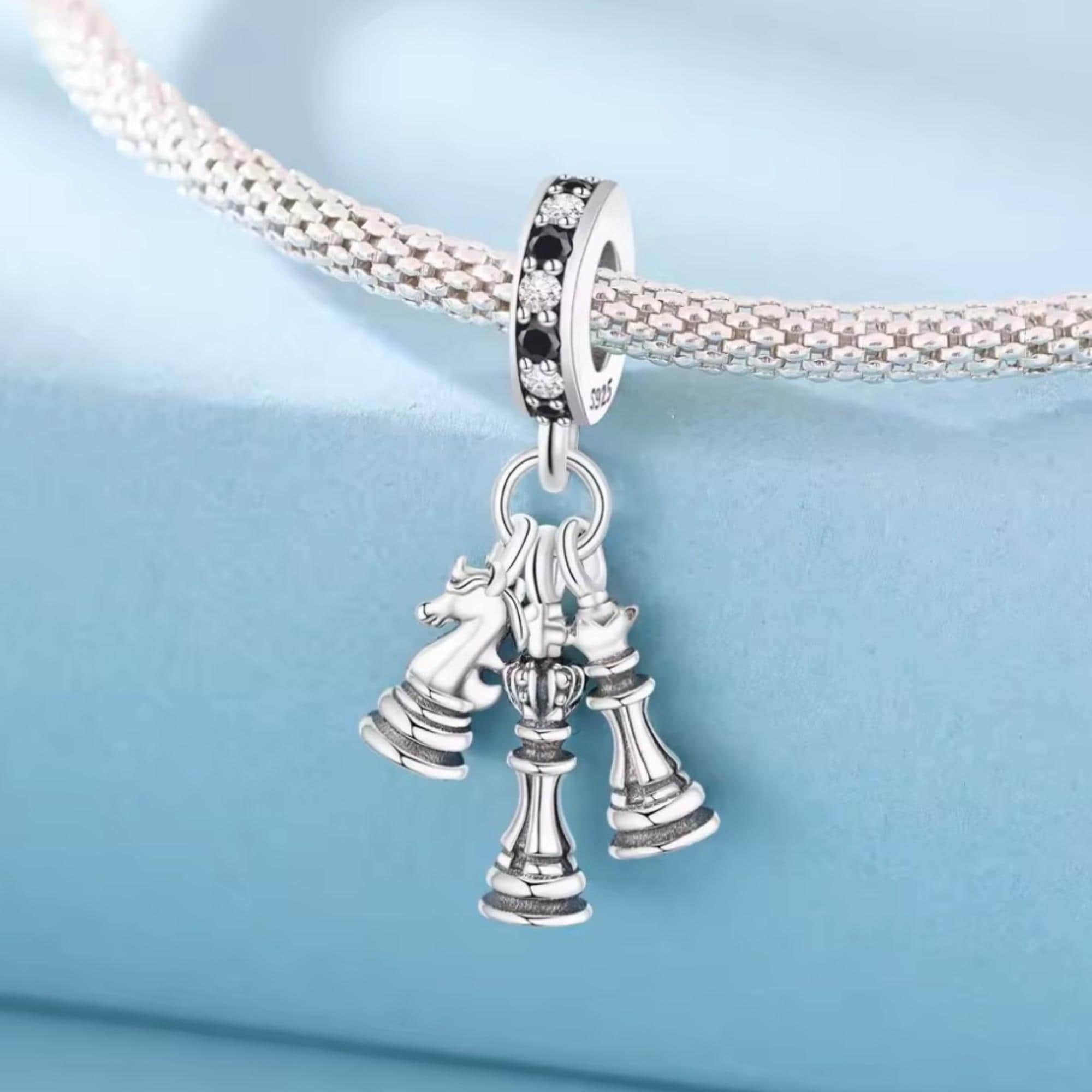 Chess Charm 925 Sterling Silver Fit for Pandora Bracelet - Etsy