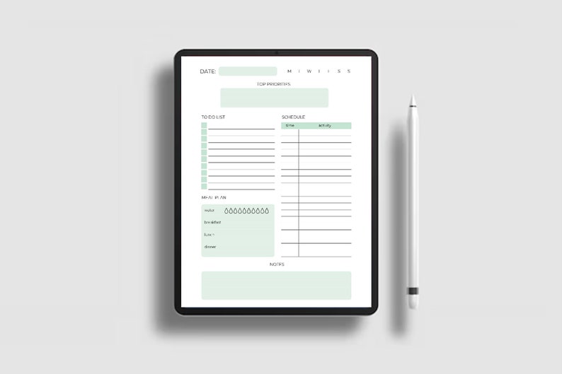 Mint Green Daily Schedule Printable Digital Download Pdf - Etsy