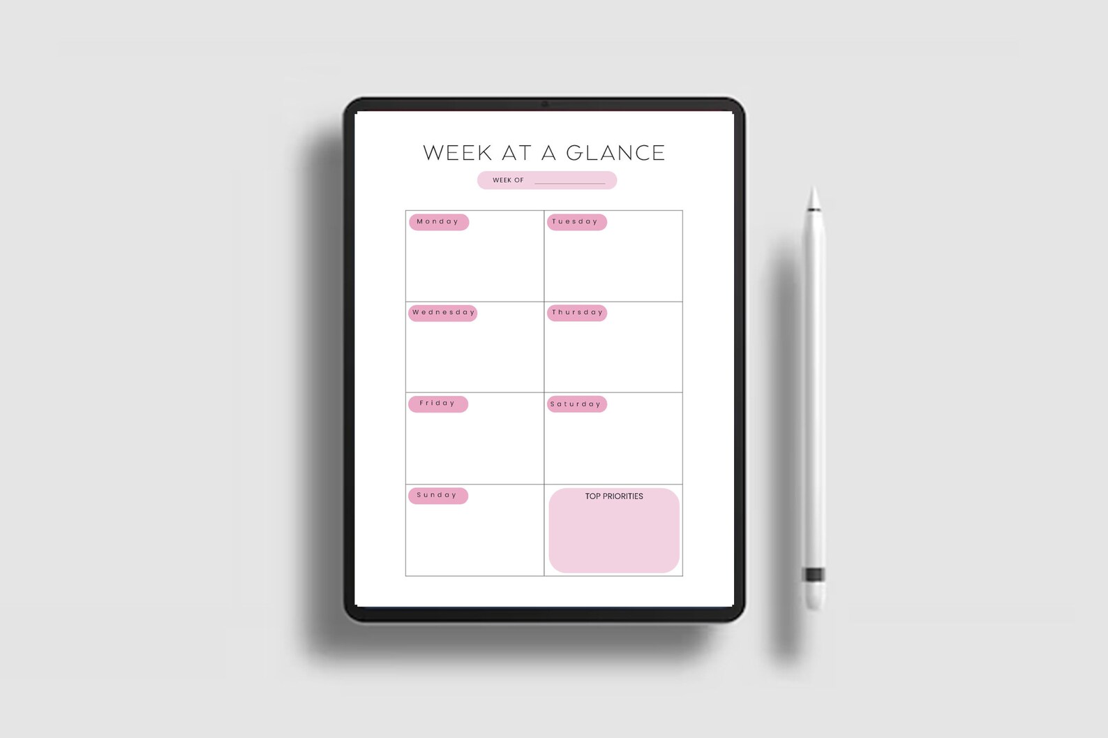 Rose Week at A Glance Printable Weekly Schedule PDF - Etsy
