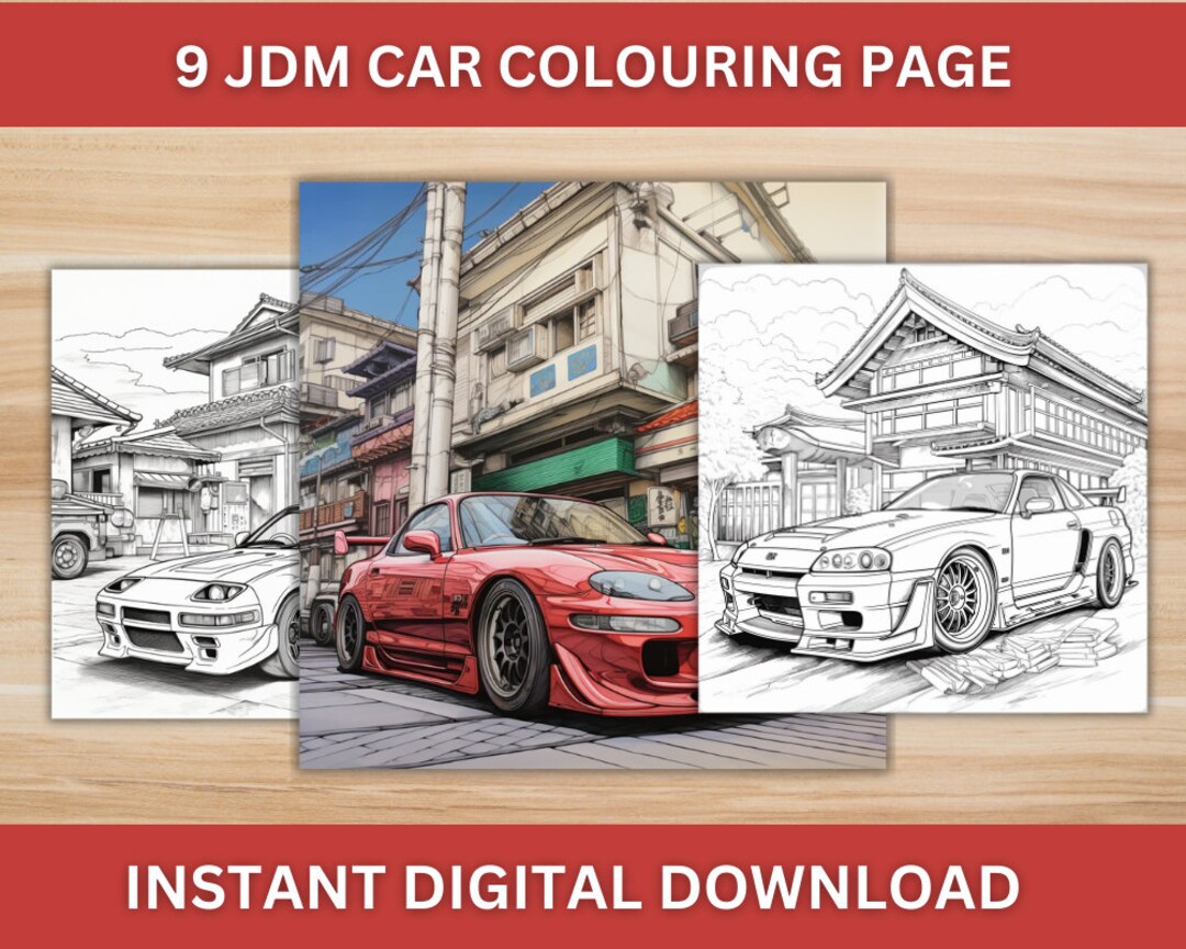 9 JDM Cars Coloring Book for Adults Japanese Themed - Etsy