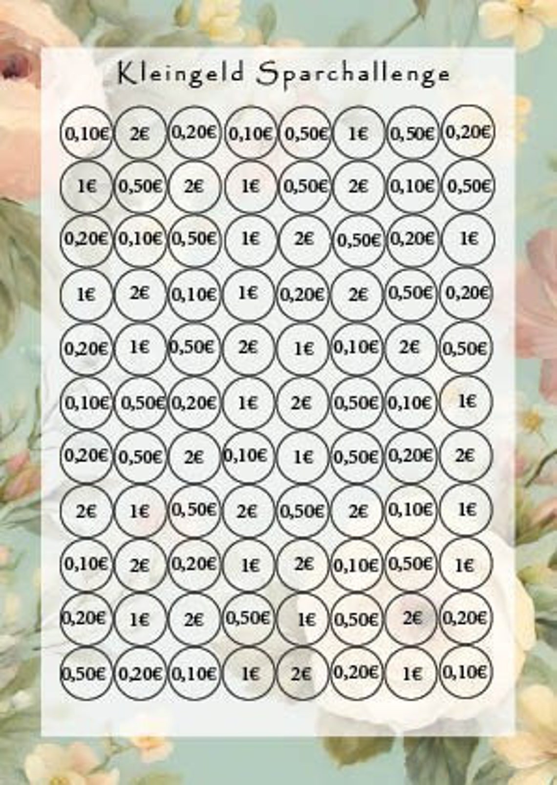 Sparchallenge kleingeld in Euro Als Download, Budgeting - Etsy
